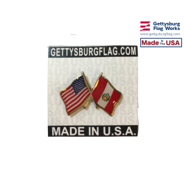 Peru Friendship Lapel Pin crossed with US Flag