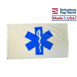 Star Of Life Flag - 3x5 - Emergency Services Flags - Civil Service Flags
