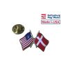 Denmark Lapel Pin (Double Waving Flag w/USA)