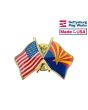 Arizona State Flag Lapel Pin (Double Waving Flag w/USA)