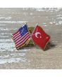 Turkey Lapel Pin (Double Waving Flag w/USA)