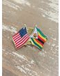Zimbabwe Lapel Pin (Double Waving Flag w/USA)